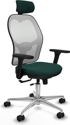 Piqueras y Crespo Ergonomischer Stuhl f&uuml;r die Arbeit zu Hause mit 3D-Armen, h&ouml;henverstellbare Lendenwirbelst&uuml;tze und h&ouml;henverstellbares Kopfteil, Wei&szlig; / Flaschengr&uuml;n