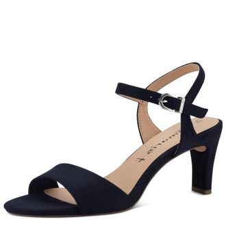 Tamaris Damen Sandalen mit Absatz Textil Vegan Stilettoabsatz Sommer; NAVY/blau; 40