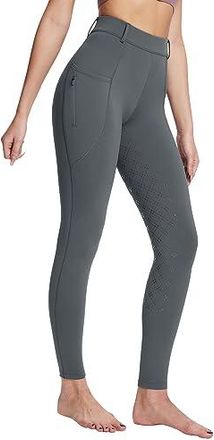 Baleaf Pantalon déquitation dhiver en polaire pour femme - Pantalon déquitation complet - Poches zippées - Legging, gris, XL