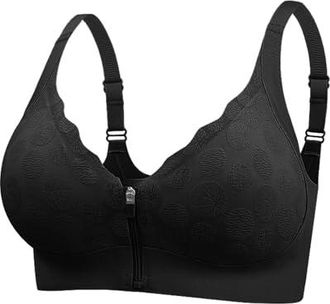 Generic Soutien-gorge 2026 pour femme - Fermeture &eacute;clair avant sans couture - Grande taille - Sans armatures, Noir, XXL