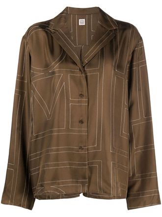 Toteme chemise &agrave; d&eacute;tails de coutures - Marron