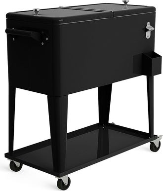 Generic Küchenwagen, Rollwagen, 76 l, rollender Kühlwagen, Edelstahl-Eisbox mit feststellbaren Rädern, Griffen, Flaschenöffner, Kronkorkenfänger, 72-Stunden-I