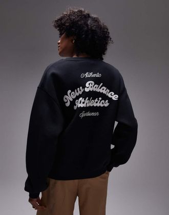 New Balance Sweatshirt aus Fleece in Schwarz