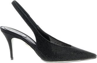 Rene Caovilla Jinny Slingback-Pumps mit Kristallapplikation 80mm - Schwarz