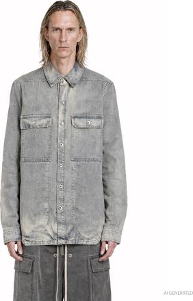 Rick Owens Tower Outershirt in 13oz Denim