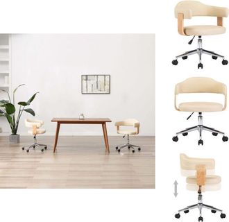 vidaXL Vidaxl - Esszimmerstuhl Drehbar Creme Bugholz und Kunstleder - Esszimmerstuhl - Drehstuhl - Moderner Stuhl - Cremefarbener Stuhl - B&uuml;rostuh l