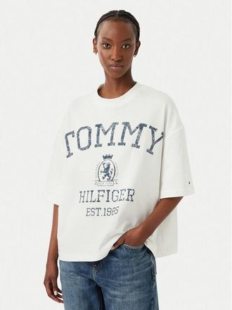 Tommy Hilfiger T-Shirt Varsity WW0WW50940 Creme Relaxed Fit