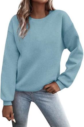 Generic Sweatshirts pour femmes, sweat-shirt pour femme, couleur unie, surdimensionn&eacute;, haut &agrave; col rond, manches longues, automne hiver, d&eacute;contract&eacute;, confortab