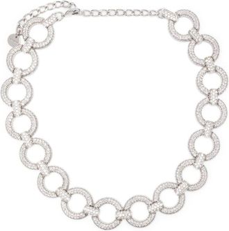 Self Portrait Femme, Accessoires, Gris, Taille: ONE Size Crystal Bow Tennis Necklace