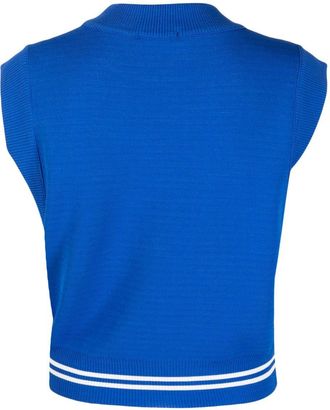 Autry Logo-Embroidered Ribbed Sweater Vest - Blue