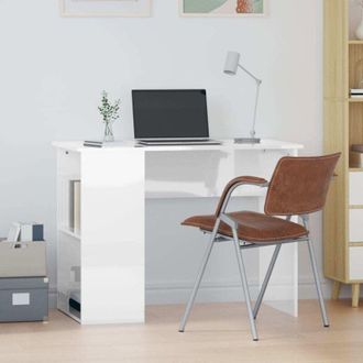 vidaXL Bureau Blanc brillant 100x55x75 cm Bois ding&eacute;nierie