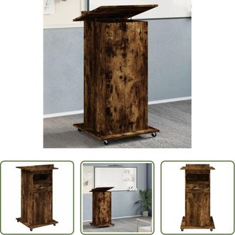 vidaXL Rednerpult Holz - Rednerpult mit Rollen & Schublade R&auml;uchereiche 55x55x107 cm