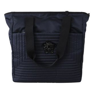 Versace Homme, Sacs, Bleu, Taille: ONE Size &Eacute;l&eacute;gant Sac Fourre-Tout en Nylon Bleu