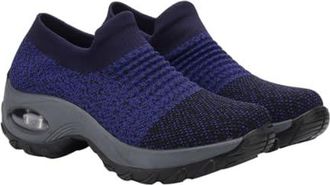 Hemoton Chaussures De Sport Femme sans Lacets L&eacute;ger en Maille Respirante Amorti pour Jogging D&eacute;contract&eacute; Bleu-Gris Taille 36