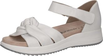 Caprice Damen Sandalen flach aus Leder mit Klettverschluss, Weiß (White Nappa), 40 EU