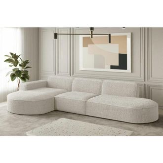 Fun Möbel Ecksofa Designersofa palma in Stoff Ascot Beige Ottomane Links