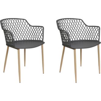 The Home Deco Factory Fauteuil Malaga Gris - Lot De 2
