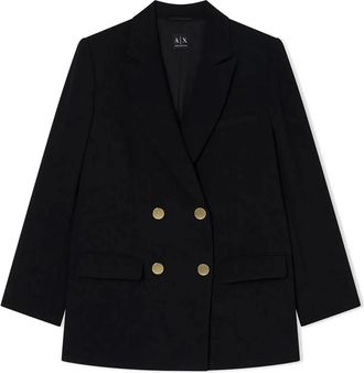 A|X Armani Exchange Femme, Vestes, Noir, Taille: 34 FR Veste crois&eacute;e en cr&ecirc;pe