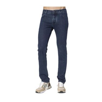 Jacob Cohen Homme, Jeans, Bleu, Taille: W34 Jean Slim Délavé Marine avec Patch Graphique