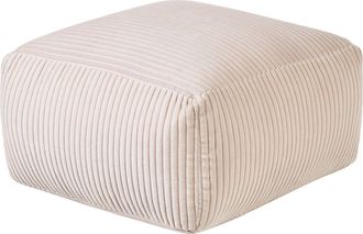 Beliani Pouf Sitzpouf Sitzhocker Cord beige 50 x 50 cm Quadrat Modern Skandi Mukki