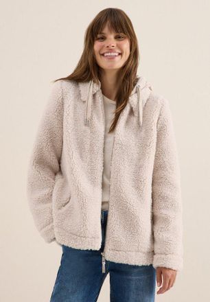 Cecil Fellimitatjacke mit Kapuze mit Tunnelzugband