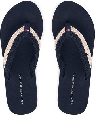 Tommy Hilfiger Zehentrenner Th Wedge Crochet Summer Sandal FW0FW09420 Dunkelblau