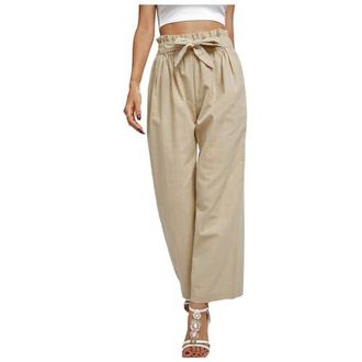 Generic Pantalon Palazzo &agrave; jambe large pour femme - Taille haute - Jambe droite - L&eacute;ger et respirant - Sac en papier - Pantalon d&eacute;contract&eacute; - Coupe ample - Pa