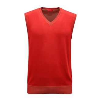 Altea &Auml;rmelloser V-Ausschnitt Pullover aus Baumwolle - - Knitwear - Herren - Rot - M