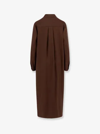Hev&ograve; Womens Chemisier Dress Brown Linen