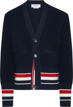 Thom Browne cardigan boutonn&eacute; &agrave; col v - Bleu