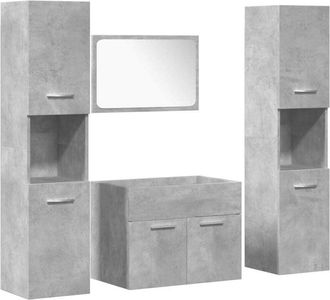 vidaXL Vidaxl - Ensemble de meubles de salle de bain 4 pcs - Armoire de rangement gris b&eacute;ton - Bois ding&eacute;nierie - Dimensions 60x38,5x46 cm et 30x30x130 cm