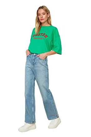 Trendyol Blue High Waist 90s Wide Leg Jeans, 34 aux Femmes