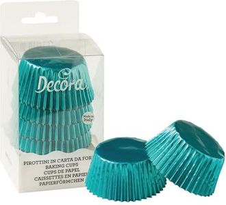 Decora 0339789 60 Stück Sky Metallic Förmchen 50 x 32 mm, zum Backen, Präsentieren und Verschenken von Muffins und Süßigkeiten, hitzebeständig bis 180 °C, in