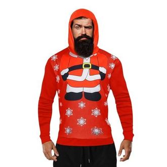 Generic Pull de Noël 2025 à capuche pour homme, fantaisie moche imprimé graphique 3D, sweat-shirt décontracté pour fêtes de fin dannée, pull à capuche pour ad