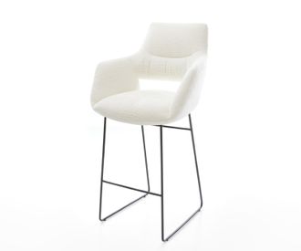 DELIFE Barstuhl Yago-Flex Boucl&eacute; Soft Beige Kufengestell Metall Schwarz Taschenfederkern, Barst&uuml;hle