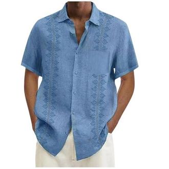 Generic Chemise d&eacute;t&eacute; pour homme, chemise de plage imprim&eacute;e tendance, chemise boutonn&eacute;e, coupe ample, manches courtes, col &agrave; revers, chemisier d&eacute;contract&eacute;, dou