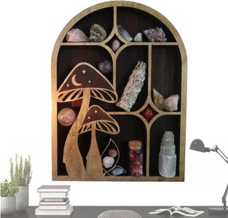 Generic Mondwandleiste - -Organizer aus Holz, mystischer Mineralien-Vitrinenst&auml;nder, Boho-Innenornament, spirituelle Ausstellungsm&ouml;bel | Artisan Moon Rack pr&auml;