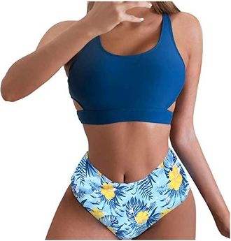 Generic 2026 Robes boh&egrave;me pour femme - Maillot de bain push-up - Bandage br&eacute;silien - Ensemble bikini bandeau - Maillots de bain Tankinis, bleu, L