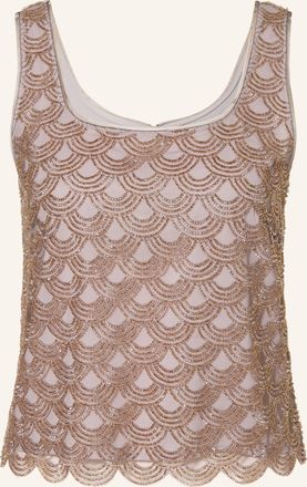 Rotate Rotate Mesh-Top Mit Schmucksteinen beige