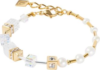 Coeur de Lion Armband - Armband GeoCUBE Fusion Precious Pearl Mix - Gr. ONE SIZE - in Wei&szlig; - f&uuml;r Damen