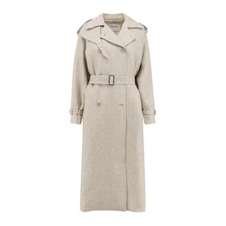 Max Mara Femme, Manteaux, Beige, Taille: 38 FR Trench en lin