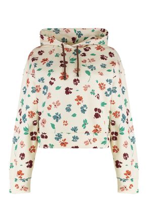 Kristina Ti Floral Print Cotton Hoodie - Cream