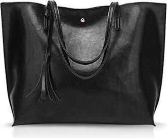 Nicole & Doris NICOLE&DORIS Femme Grand Sac à Main Cabas en Cuir PU - Sac à Bandoulière Mode Noir