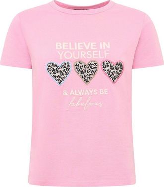 Zwillingsherz T-Shirt Always Believe Stickerei, Leoherzen, Rundhals, kurzarm