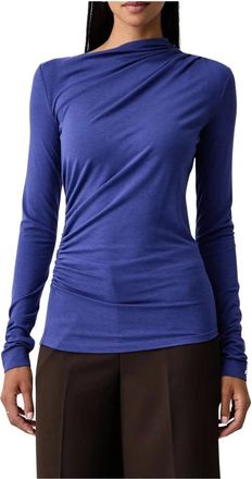 Patrizia Pepe Haut drap&eacute; asym&eacute;trique - Femme - Tops - Bleu - Taille: 40 FR