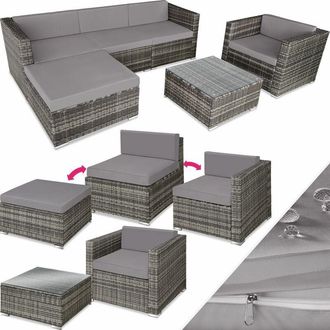 TecTake Canap&eacute; de jardin en rotin Pour 4 &agrave; 5 personnes marron naturel