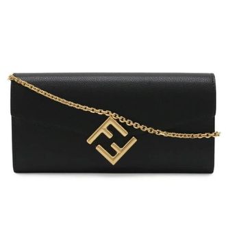 Fendi Pre-owned Leder FF Diamond Chain Wallet Clutch - - Pre-owned - Damen - Schwarzk - ONE SIZE