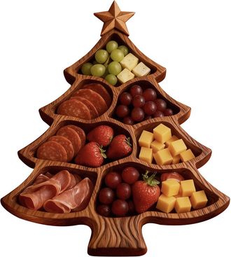 Generic Weihnachtsbaum Charcuterie Teller | Geteiltes Speisegeschirr, Weihnachtsbaumform Teller Speiseteller - f&uuml;r Obstdessert Fleischnusstisch Heimdekoration