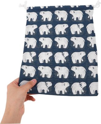 Cabilock 2 Stück Baumwollbeutel mit Kordelzug Wiederverwendbare Multifunktionale Stoffsäckchen mit Wal und Eisbär Staubdichtes Aufbewahrungssäckchen für Kleidu