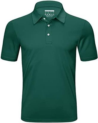 KEFITEVD Polos pour Hommes &Eacute;t&eacute; Ext&eacute;rieur D&eacute;contract&eacute; Manches Courtes T-Shirt S&eacute;chage Rapide Golf Polo Shirt Respirant,Vert Jade,L